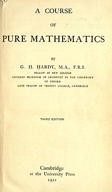 A course of pure mathematics - Hardy ~ Best Books on Mathematics