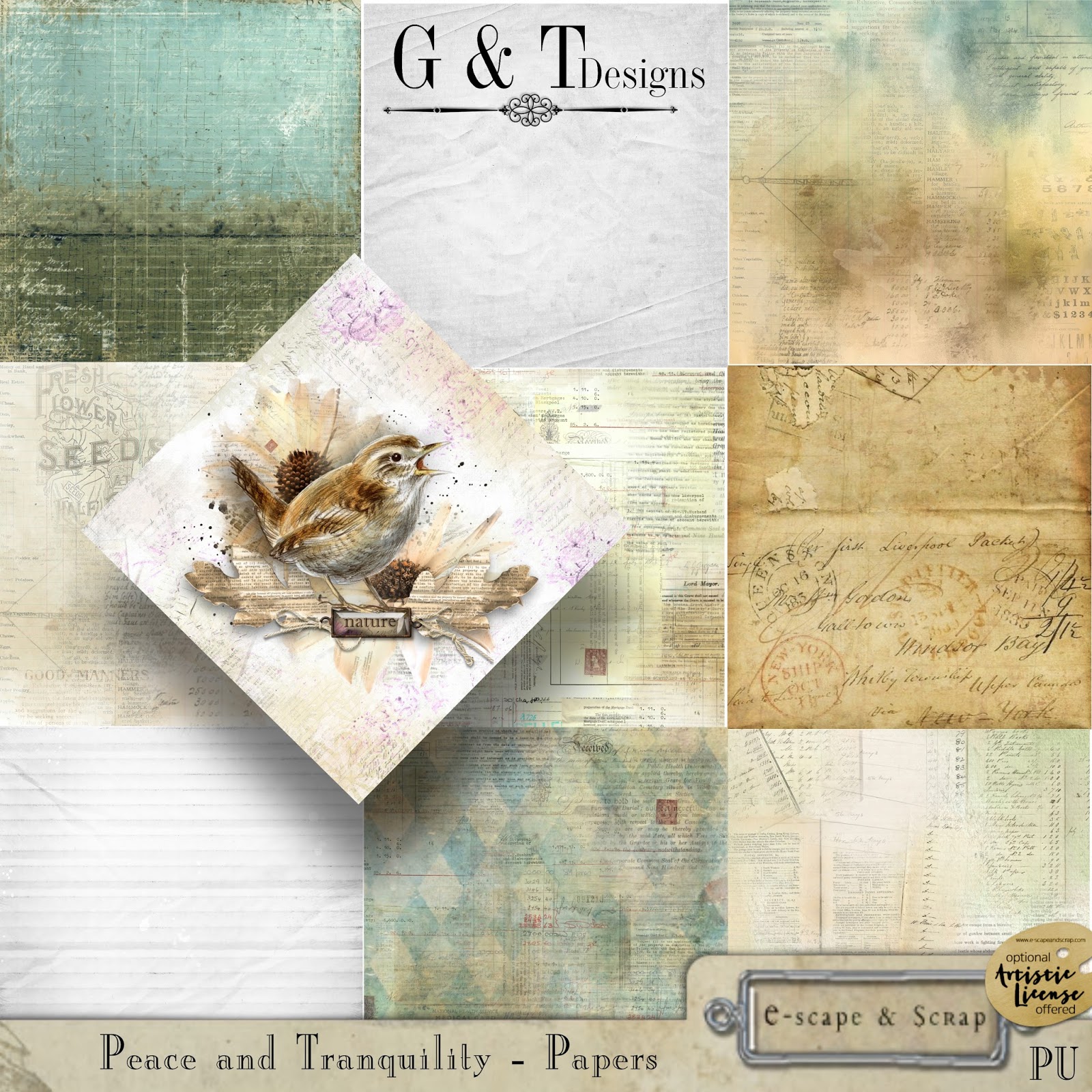 E-scape and Scrap: G&T Designs - Peace and Tranquility & Freebie
