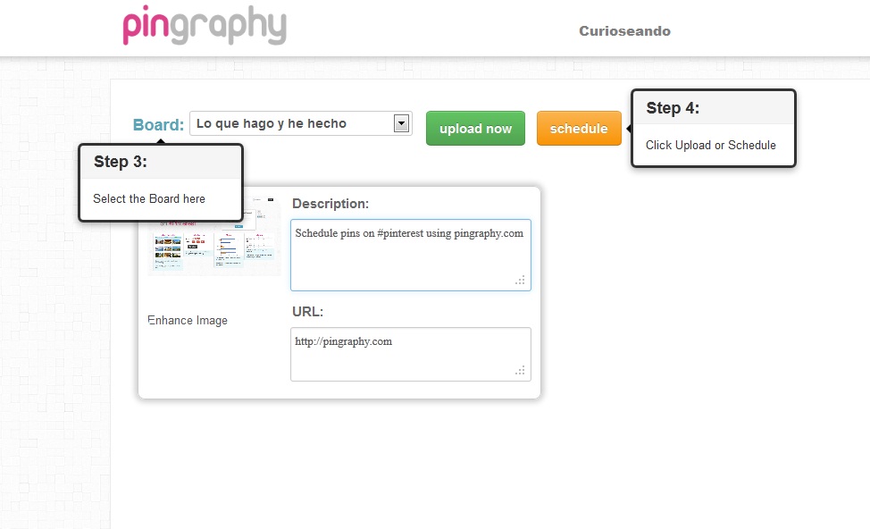 Programa tus actualizaciones en Pinterest con Pingraphy ~ Curioseando