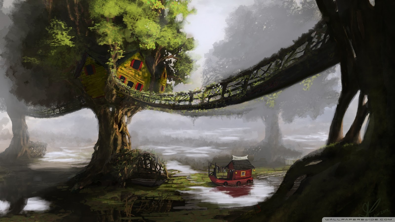I Love Treehouses: Fantasy Tree House Wallpaper 1920x1080