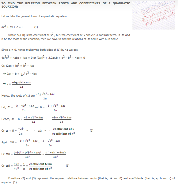 2013 S3 05 Maths Blog Relation Between Roots And Coefficients Of