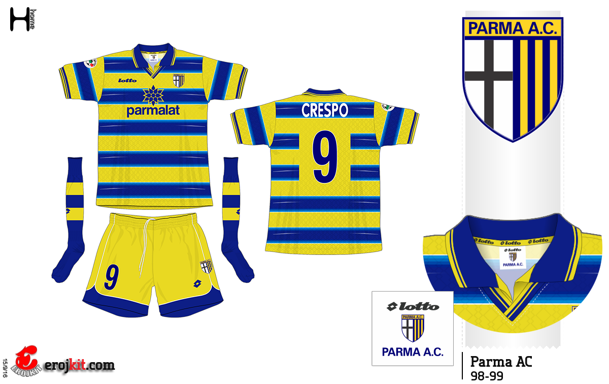 Kit Design, by eroj: 1998-99 Parma (Home, Away e Third)