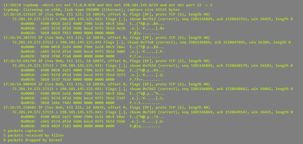 Network and Security: tcpdump filters