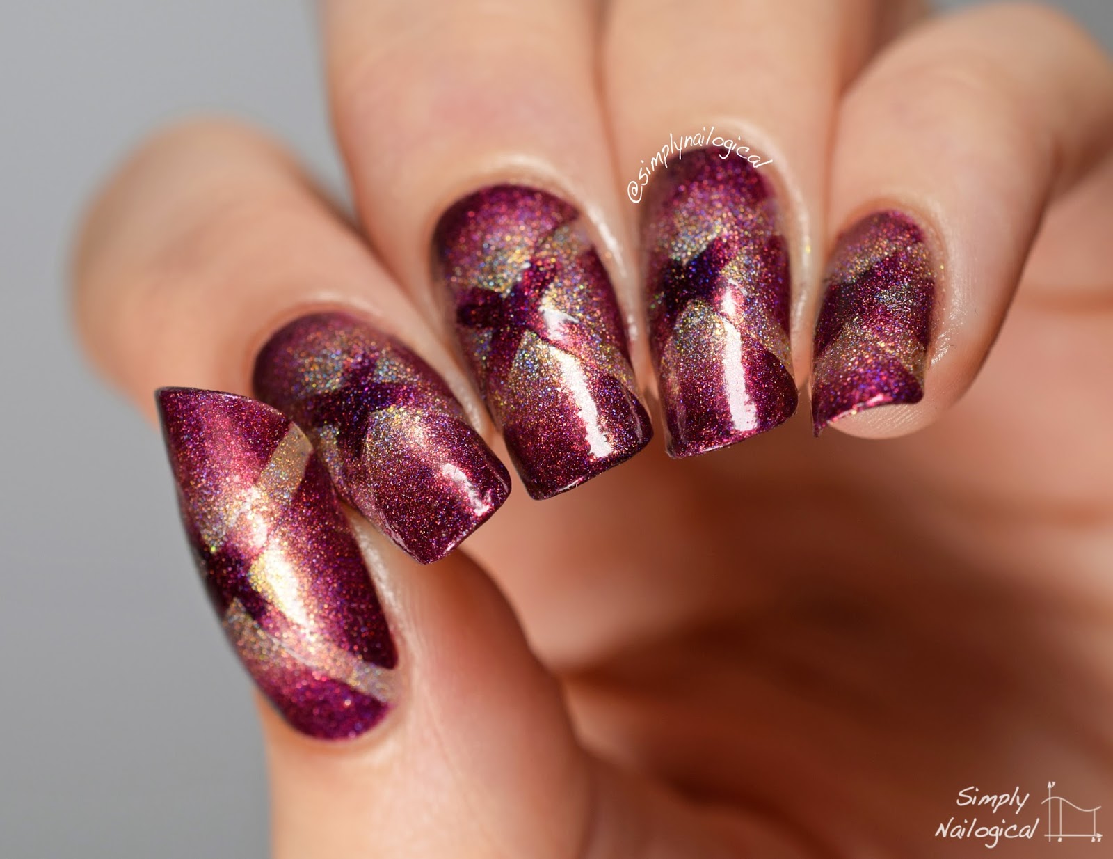 Simply Nailogical: Fall-toned holo reciprocal X round gradient