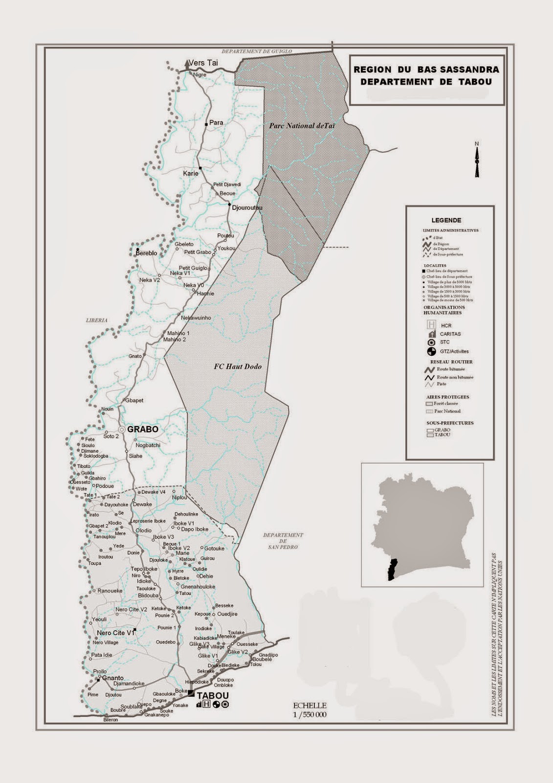 Le département de Tabou : Situation et présentation