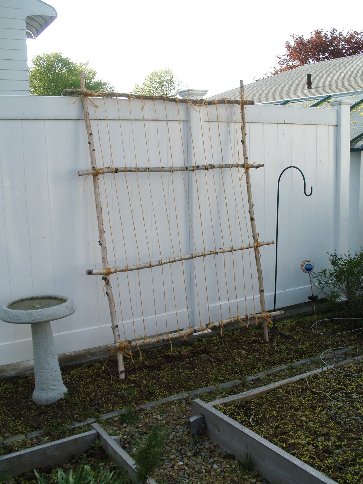 leaning string bean trellis - garden favorite