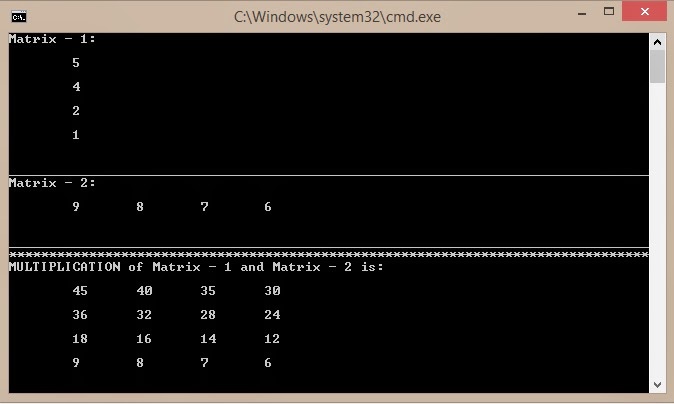 Programming In High Level Languages C Program For Matrix Multiplication