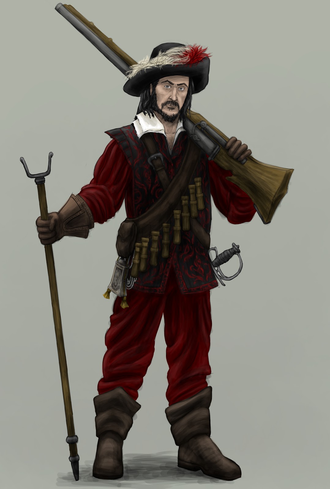 Warriors in art: Musketeer dude by Celia Hogan