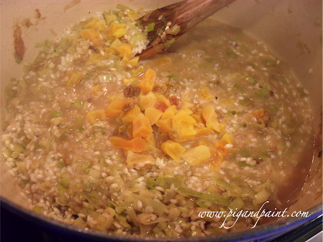 Stuffed Pork Tenderloin with a Leek and Apricot Risotto