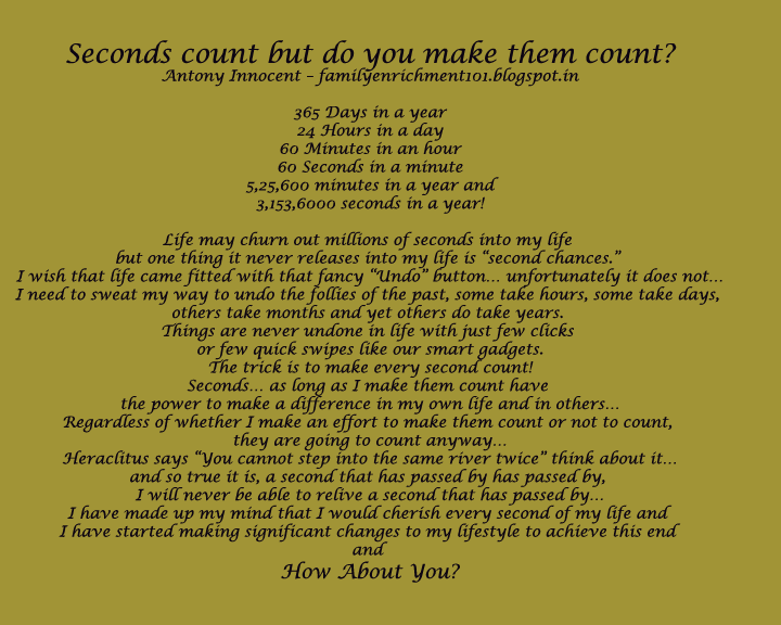 Family Enrichment 101: Seconds count but do you make them count?