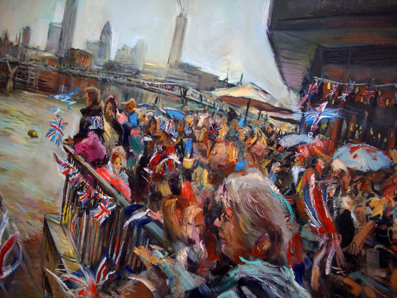 Year of the Boat: Oil Painting 22 - The Diamond Jubilee River Pageant
