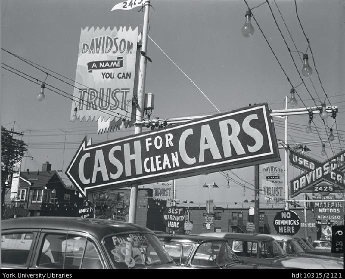 lost toronto: More Danforth Used Car Lot Signs 1958
