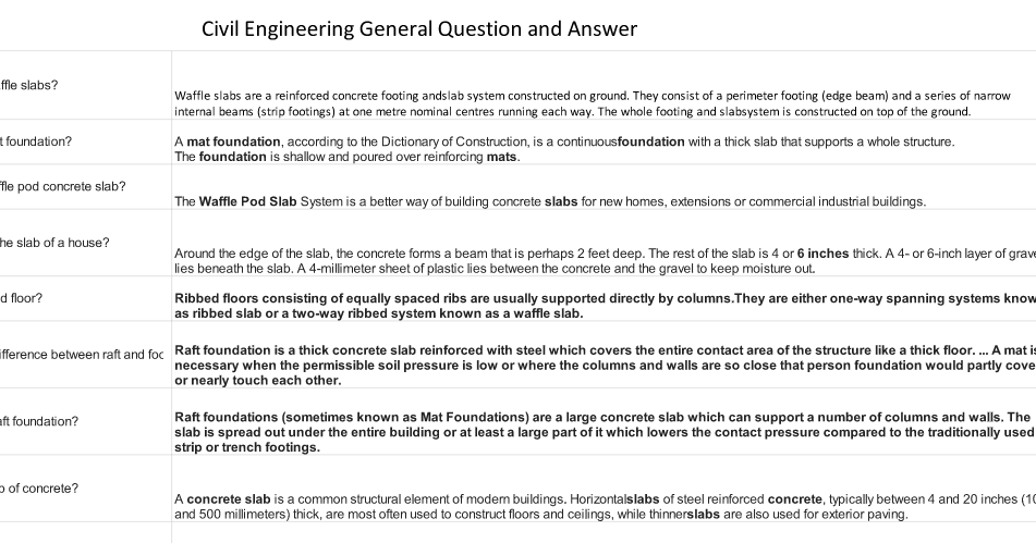 Civil Engineering General Question and Answer - FantasticEng