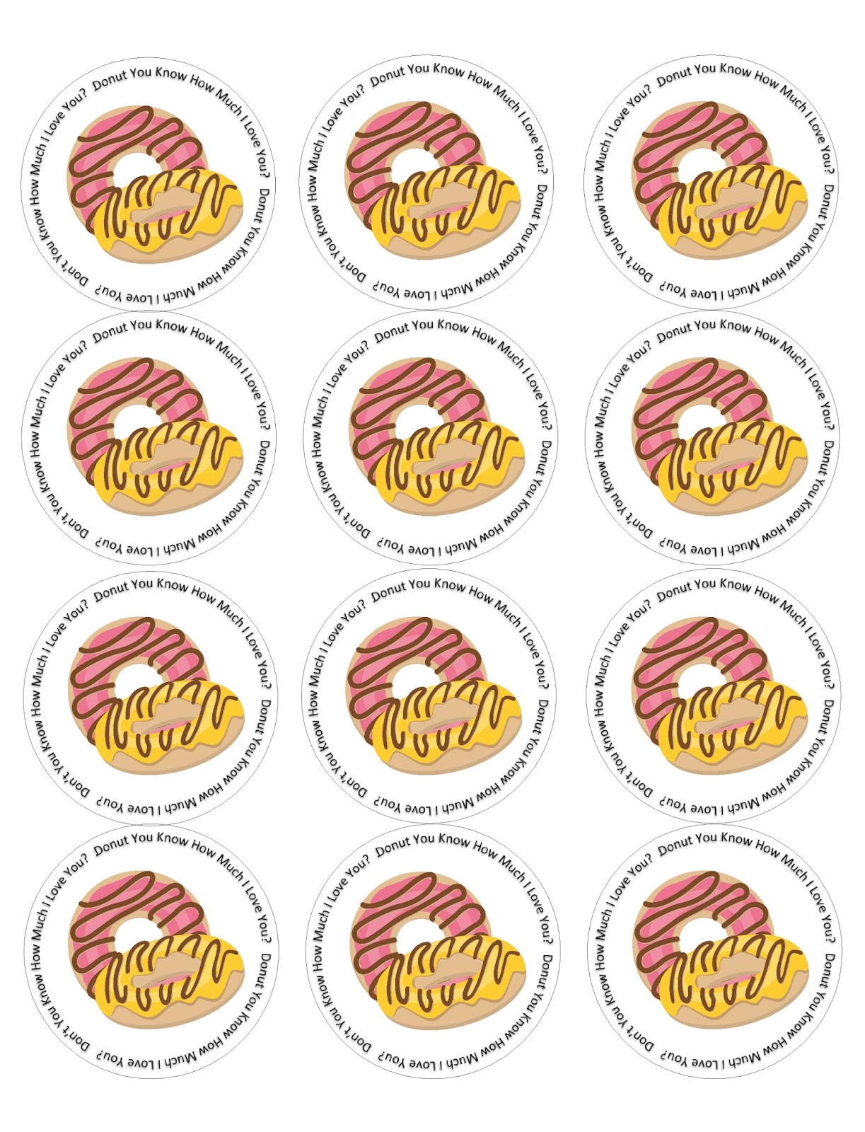 Donut You Know I Love You Sticker Printable