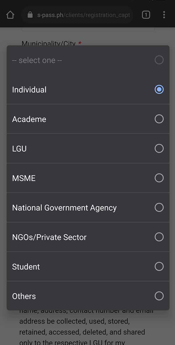 To complete your registration, you must choose your "client type" from ...