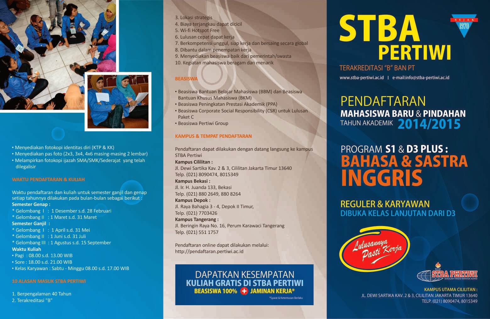 Penerimaan Mahasiswa Baru STBA PERTIWI ~ Stba Pertiwi Indonesia