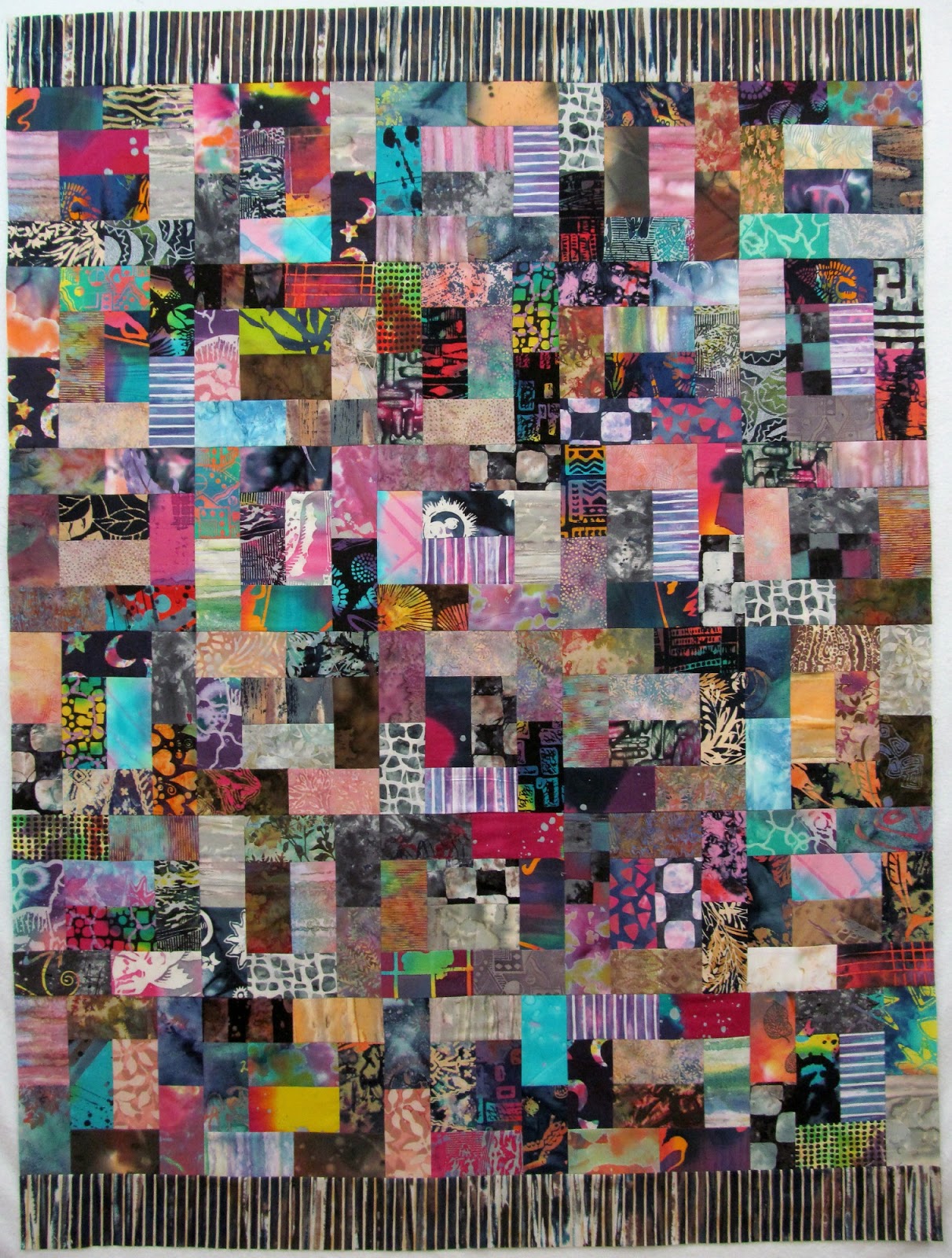 Exuberant Color : Wild rectangles quilt top finished................