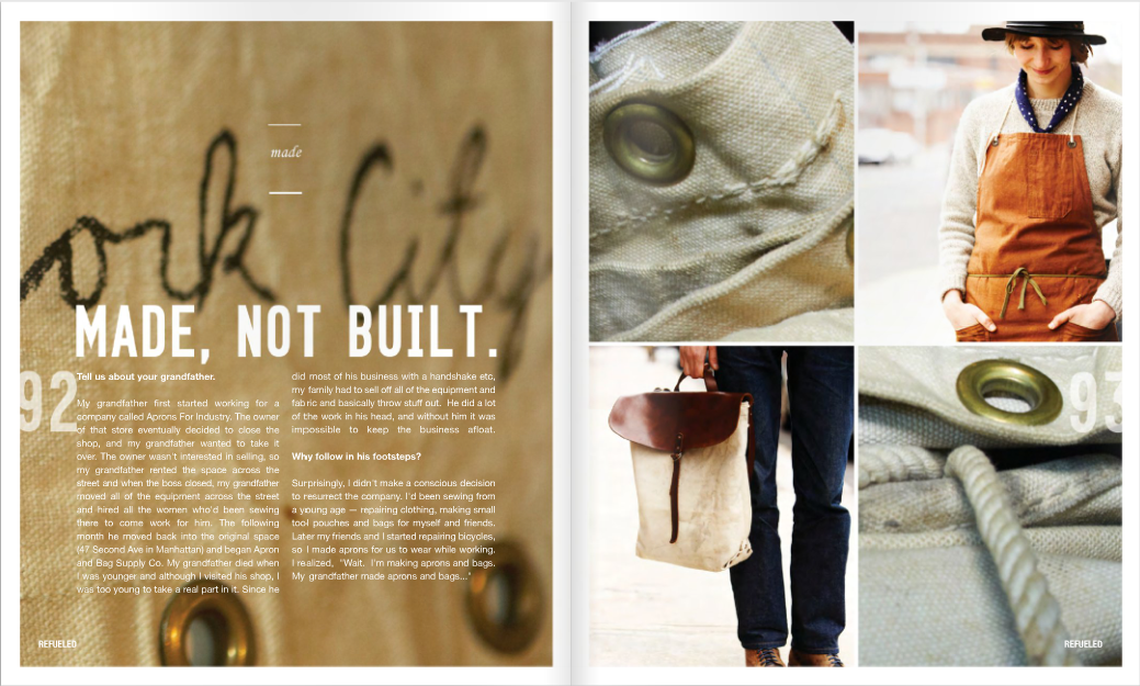 apron and bag: Refueled Magazine - Issue No. 07 Spring/Summer 2011
