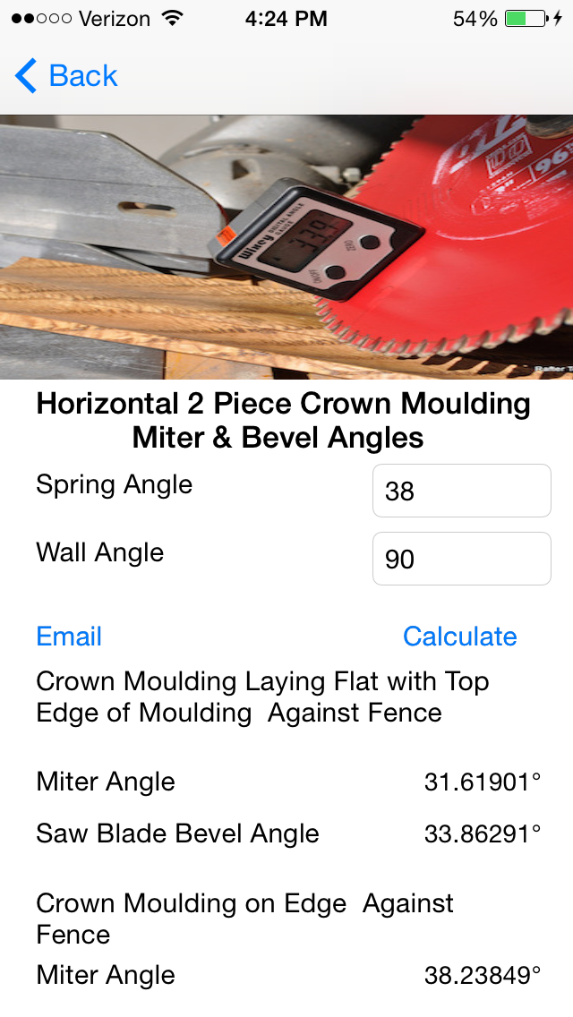 Roof Framing Geometry: Crown MoldingTools for iPhone