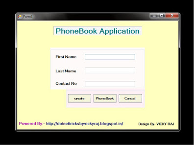 Dot Net By Vickypedia: Simple Windows Application "PhoneBook Application"