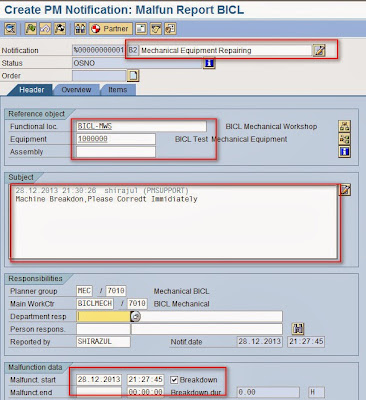 SAP Consultant,Bangladesh: SAP PM Notification Create