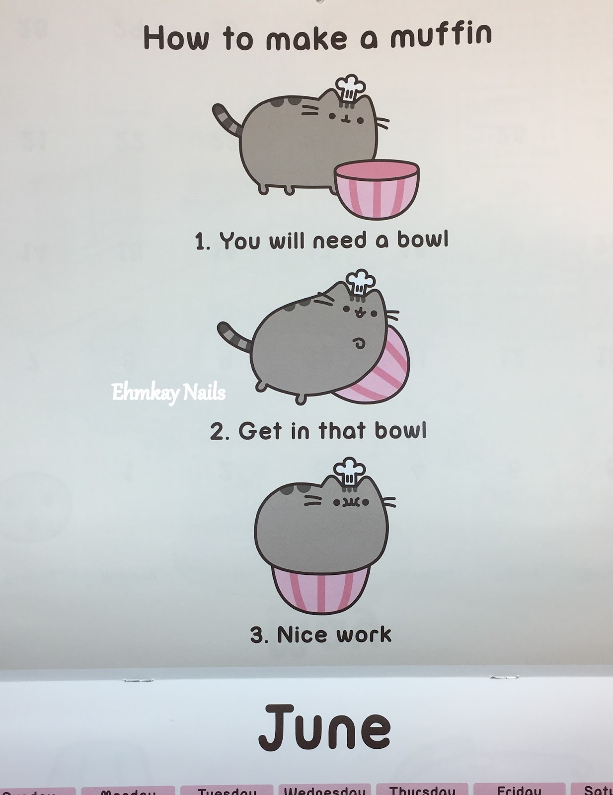 ehmkay nails: Pusheen Calendar Series: June 2017 Chef Pusheen Nail Art