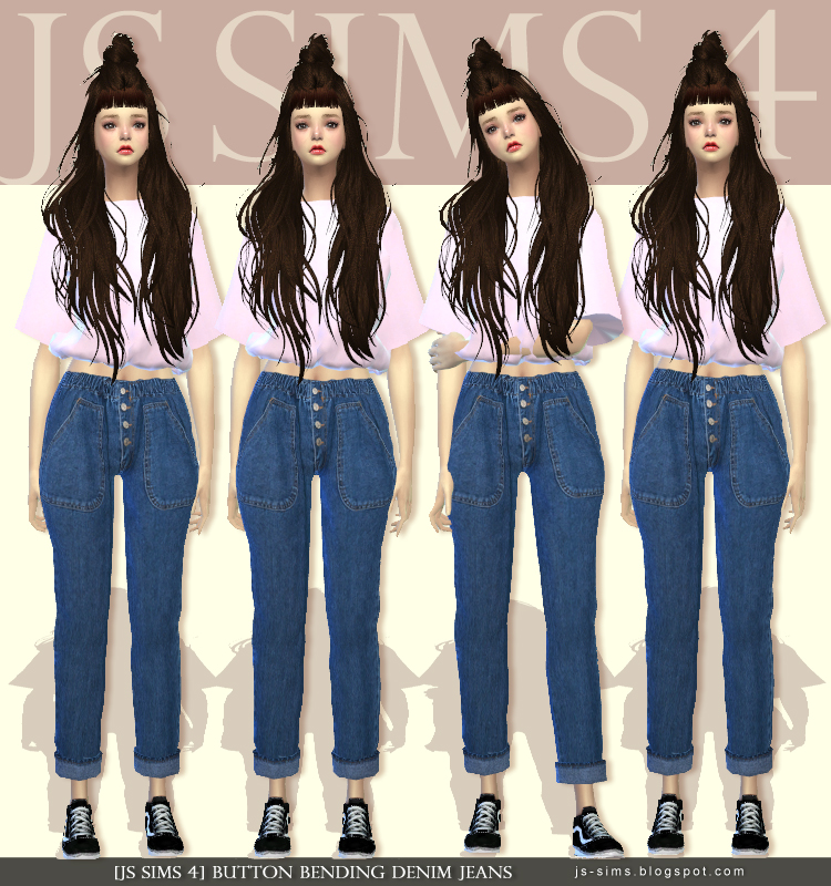 [JS SIMS 4] Button Bending Denim Jeans－JS SIMS｜痞客邦