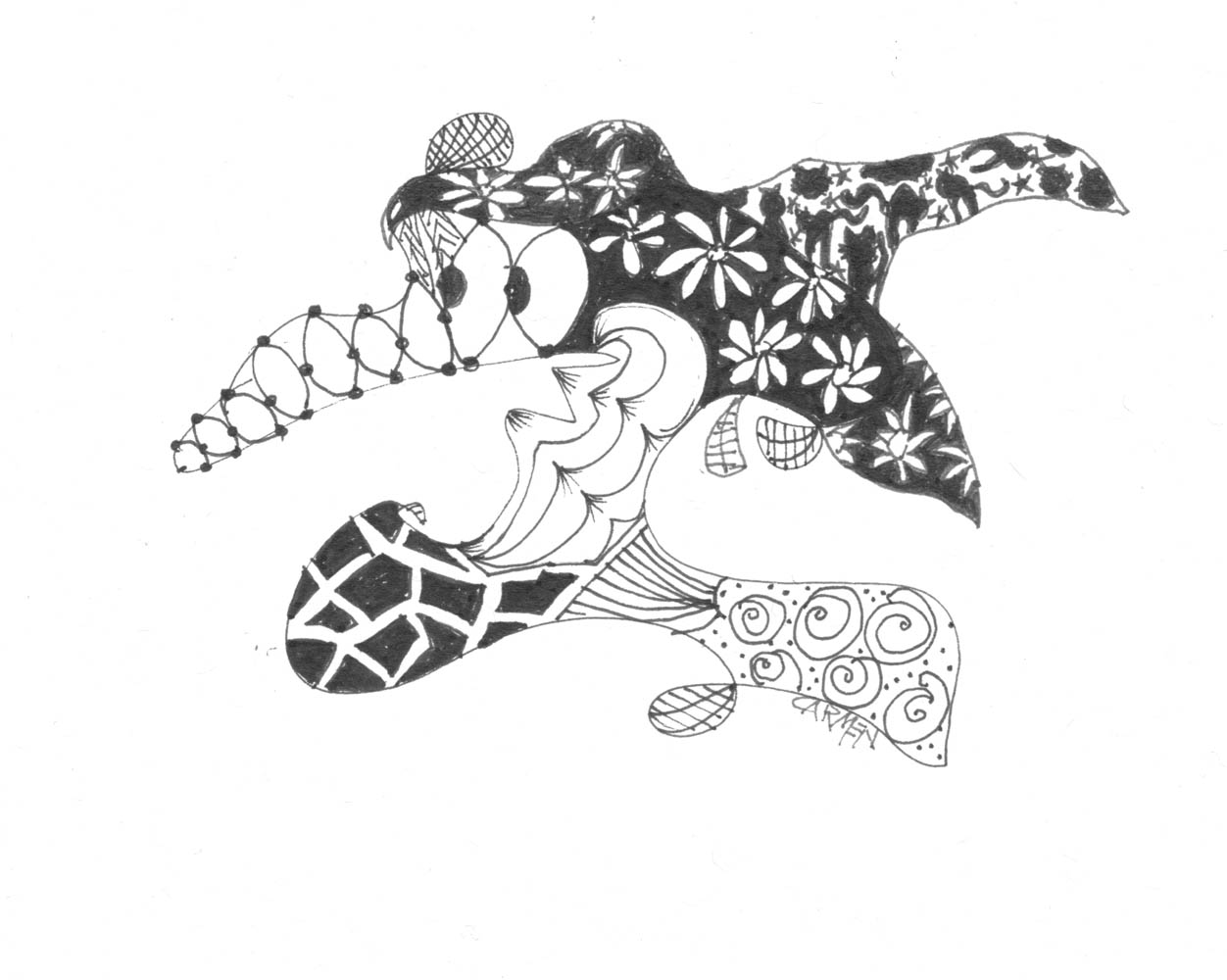 Carmen Beecher: Witch of Zendor, 8x10 Pen and Ink