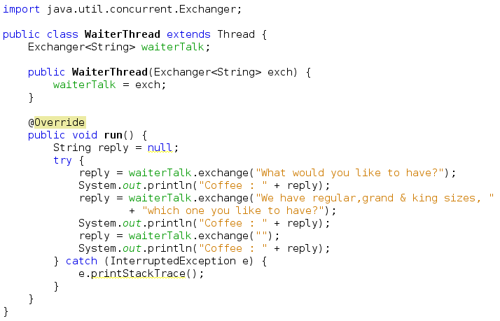 Java-Latte: Exchanger in Java : Concurrency