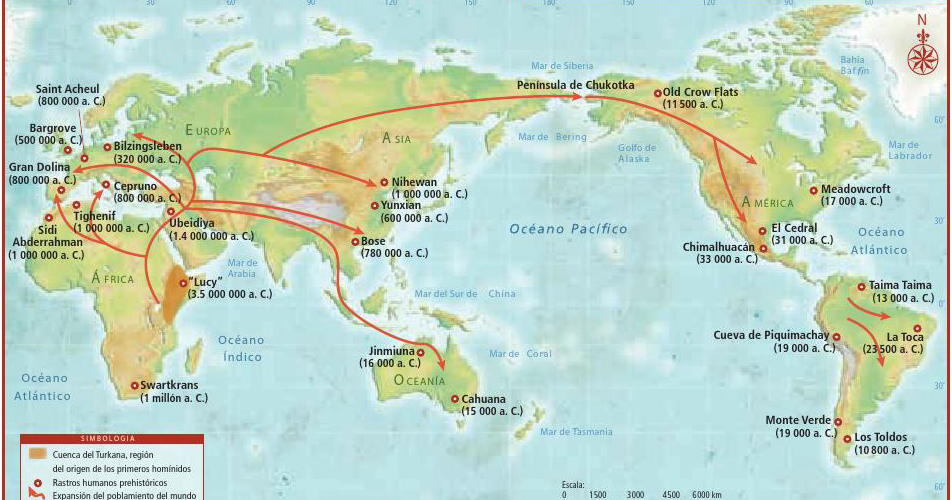 SEXTO GRADO GRUPO "D".: MAPA DEL ORIGEN DEL SER HUMANO.