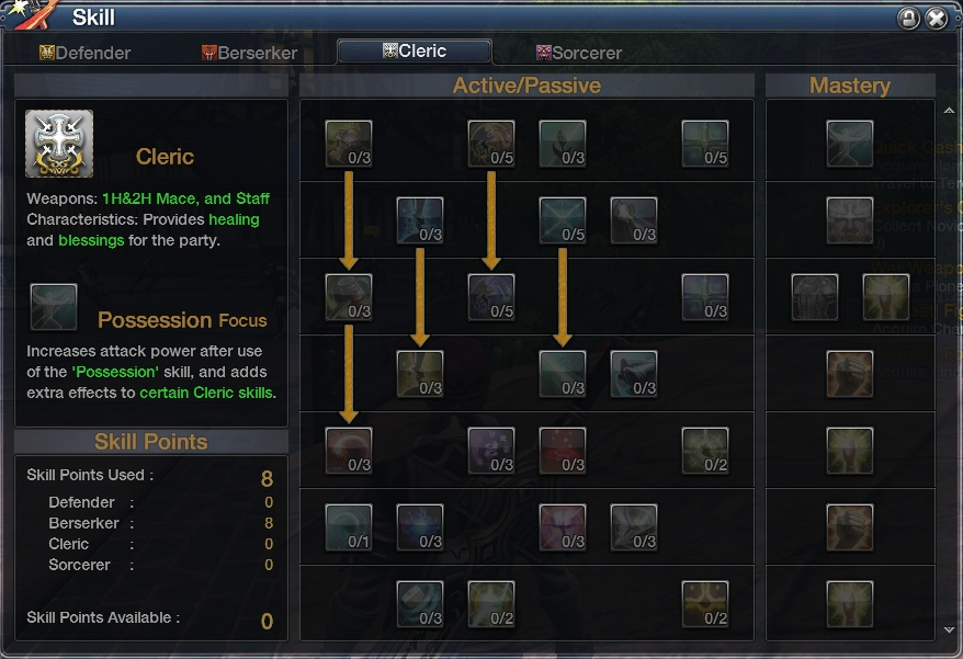 Pro Raiderz: Cleric Skill List