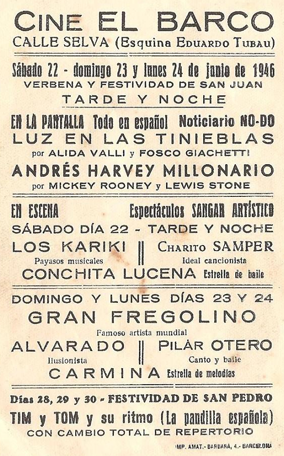 BARCELONA - CINE EL BARCO. Programas de cine. Prospectos de cine