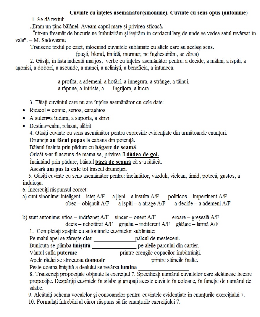 Lumea lui Scolarel...: Alcătuirea cuvintelor. Sinonime și antonime ...