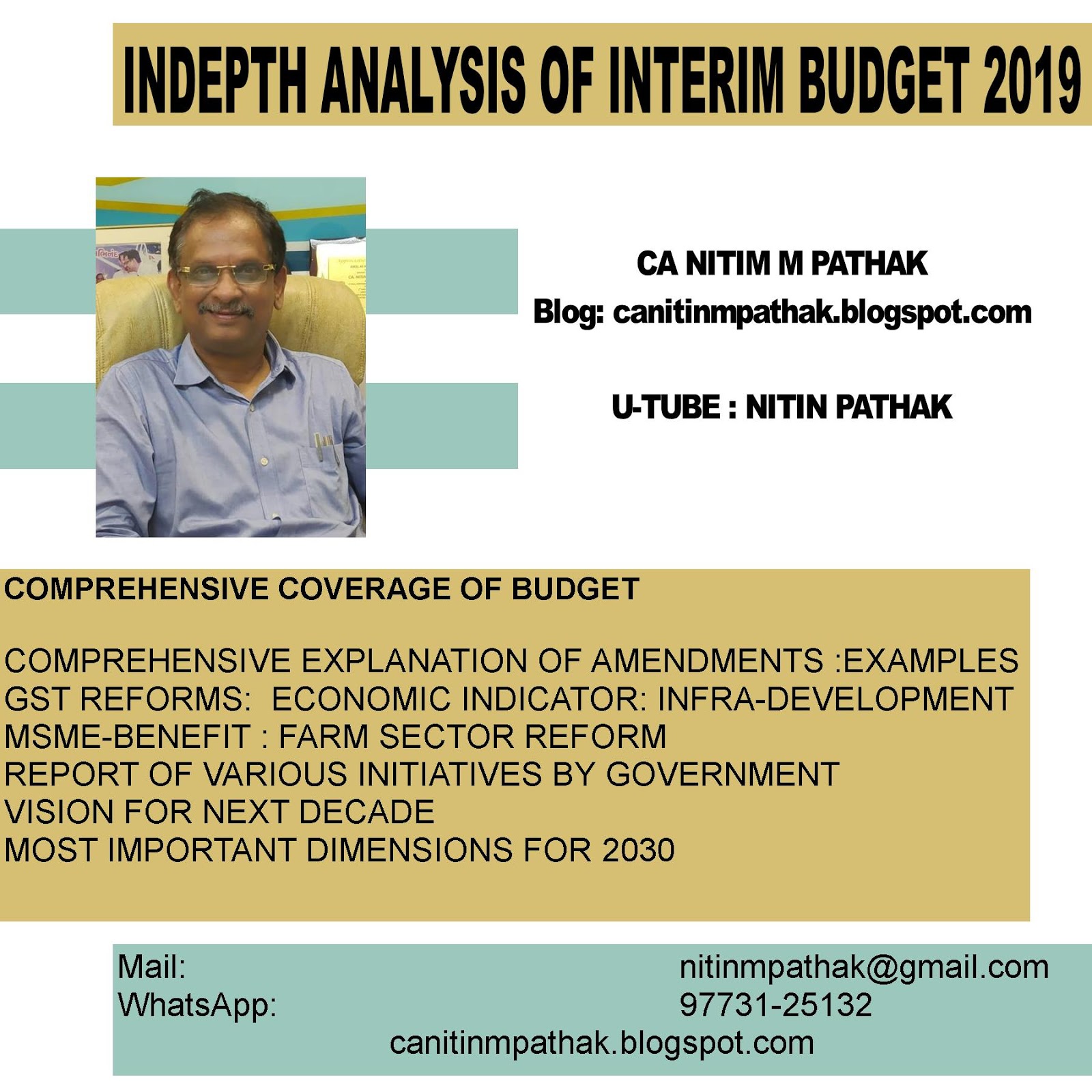 CA NITIN PATHAK AHMEDABAD: April 2019