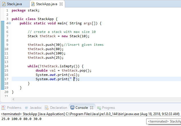 Java StackApp class