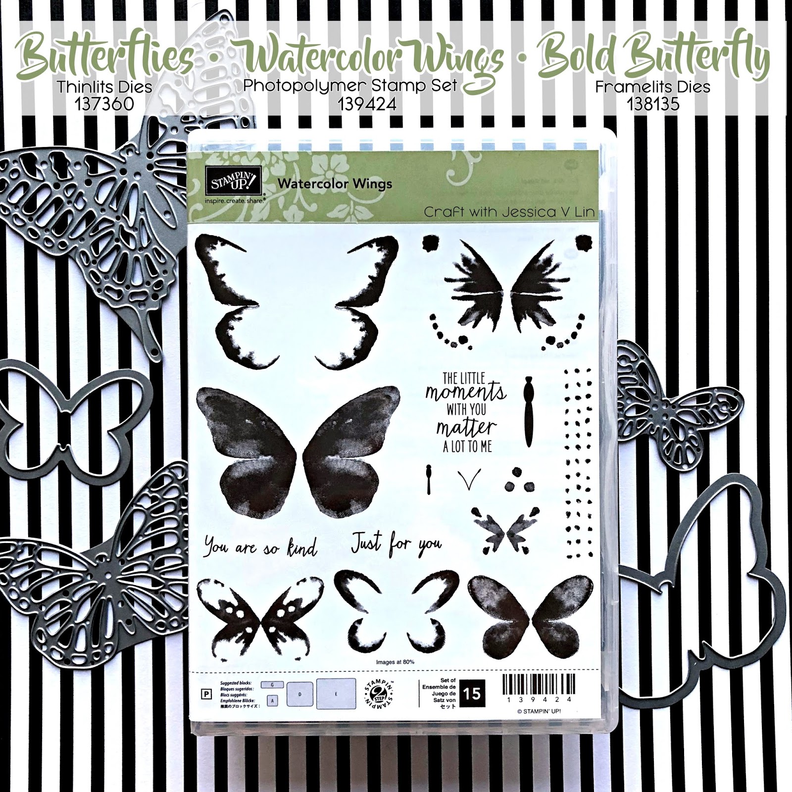 Glitter Rainbow Butterflies ft. Stampin' Up Butterflies Thinlits - Craft with Jessica V. Lin