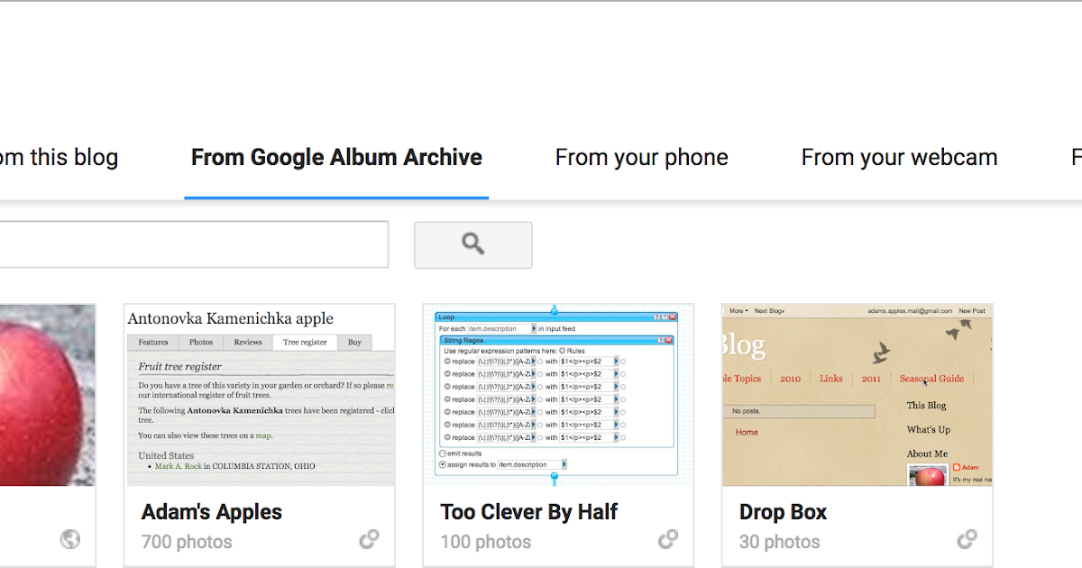 Too Clever By Half: Adding images "from Google Album Archive"