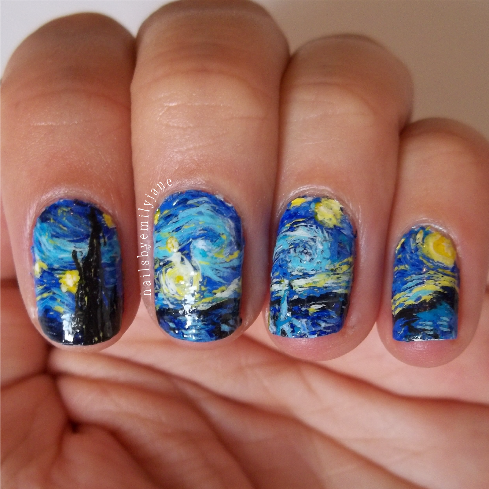 Nails By Emily Jane: Van Gogh Starry Night Nails!