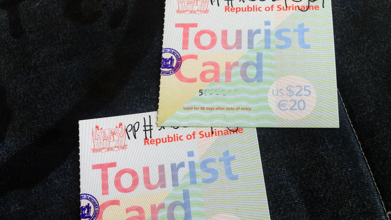 Hi world! | nuestro viaje por el mundo: Suriname Tourist Card in ...