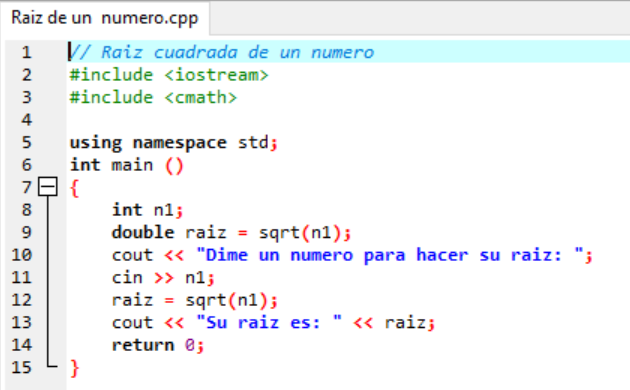Programación Informática: Raiz cuadrada de un numero