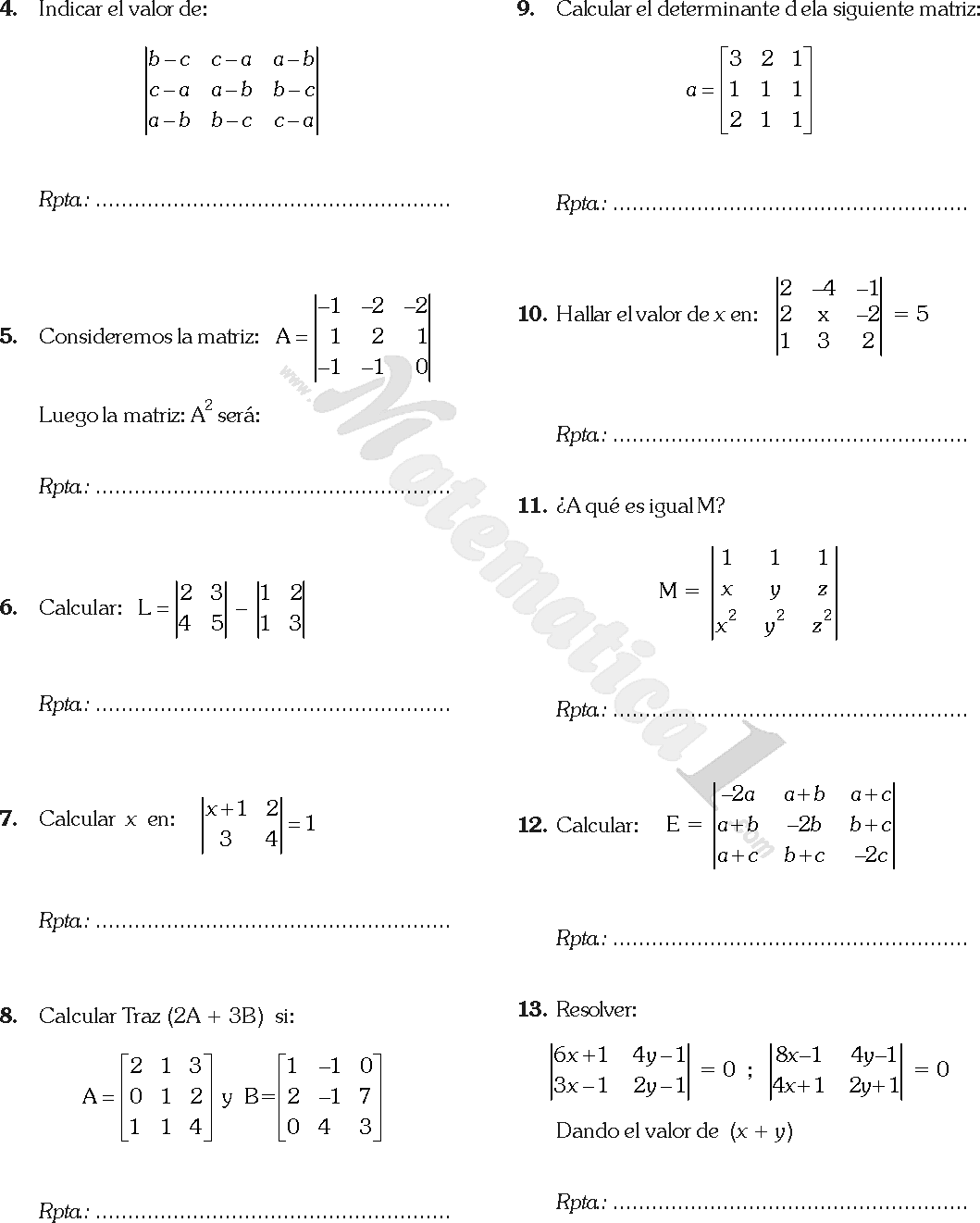 MATRICES EJERCICIOS RESUELTOS DE MATEMÁTICAS PDF