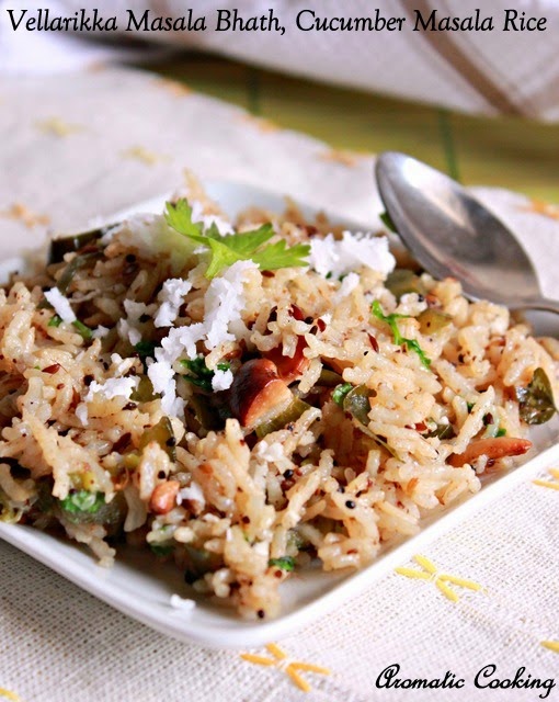 Aromatic Cooking: Vellarikka Masala Bhath, Cucumber Masala Rice