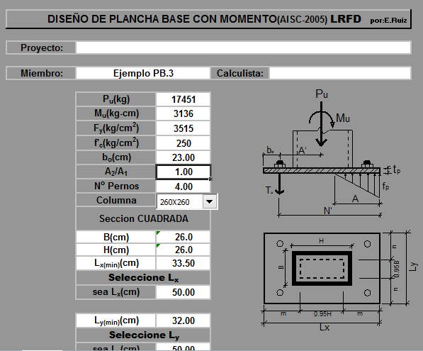 Clube do Concreto .: Planilha para cálculo de chapa base de colunas