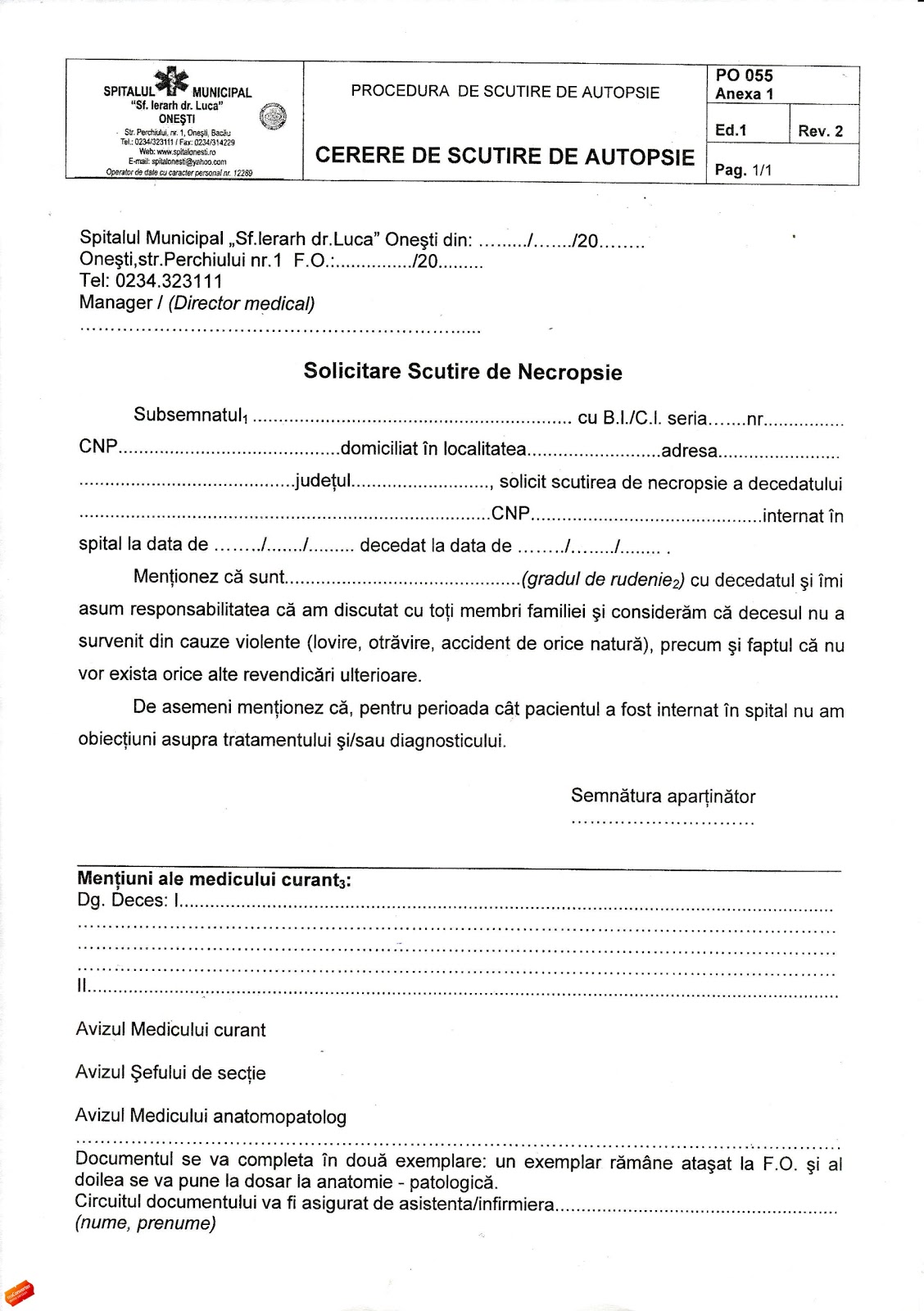 infectioaseonesti: Cerere de scutire de necropsie