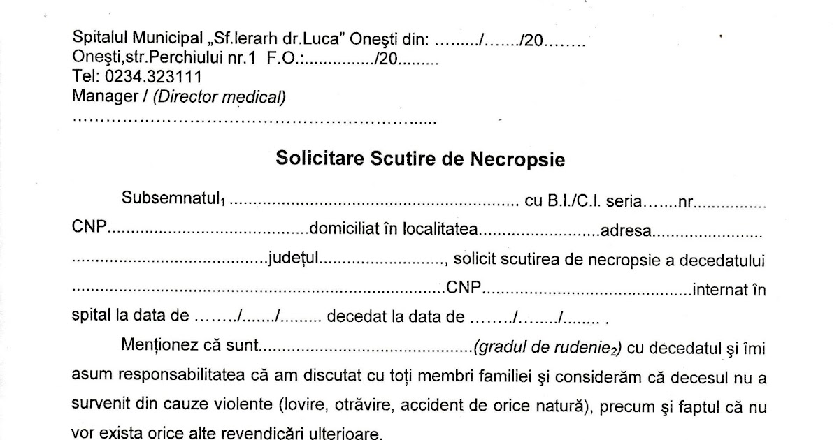infectioaseonesti: Cerere de scutire de necropsie