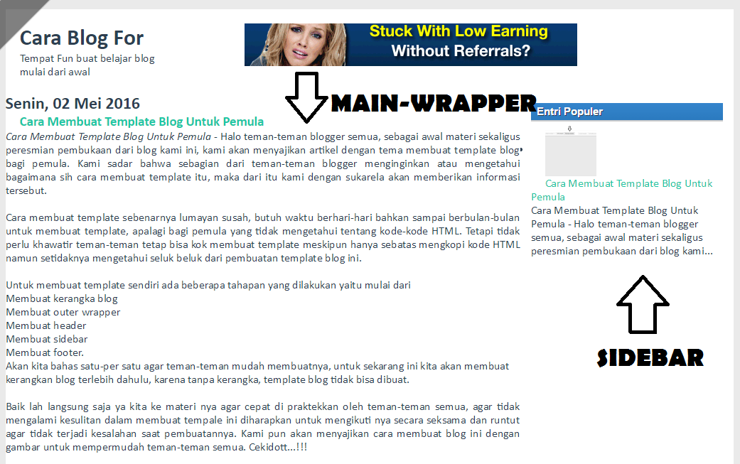Cara Membuat Sidebar-wrapper dan main-wrapper di Blog ~ Cara Blog For