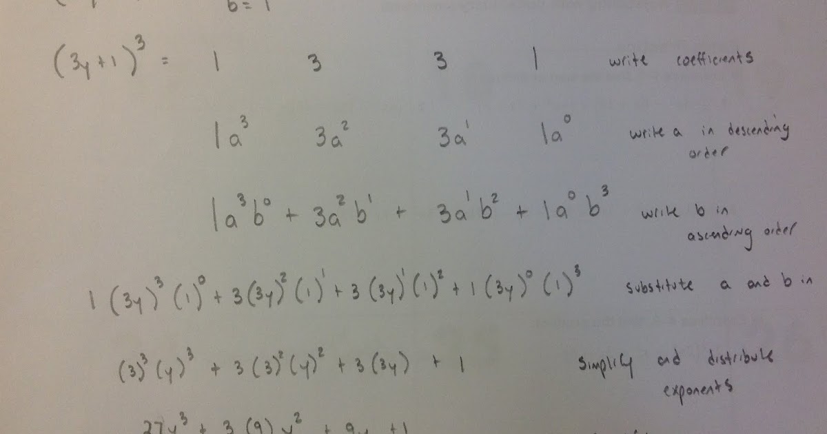 Honors Algebra II: Pascal's triangle binomial expansion