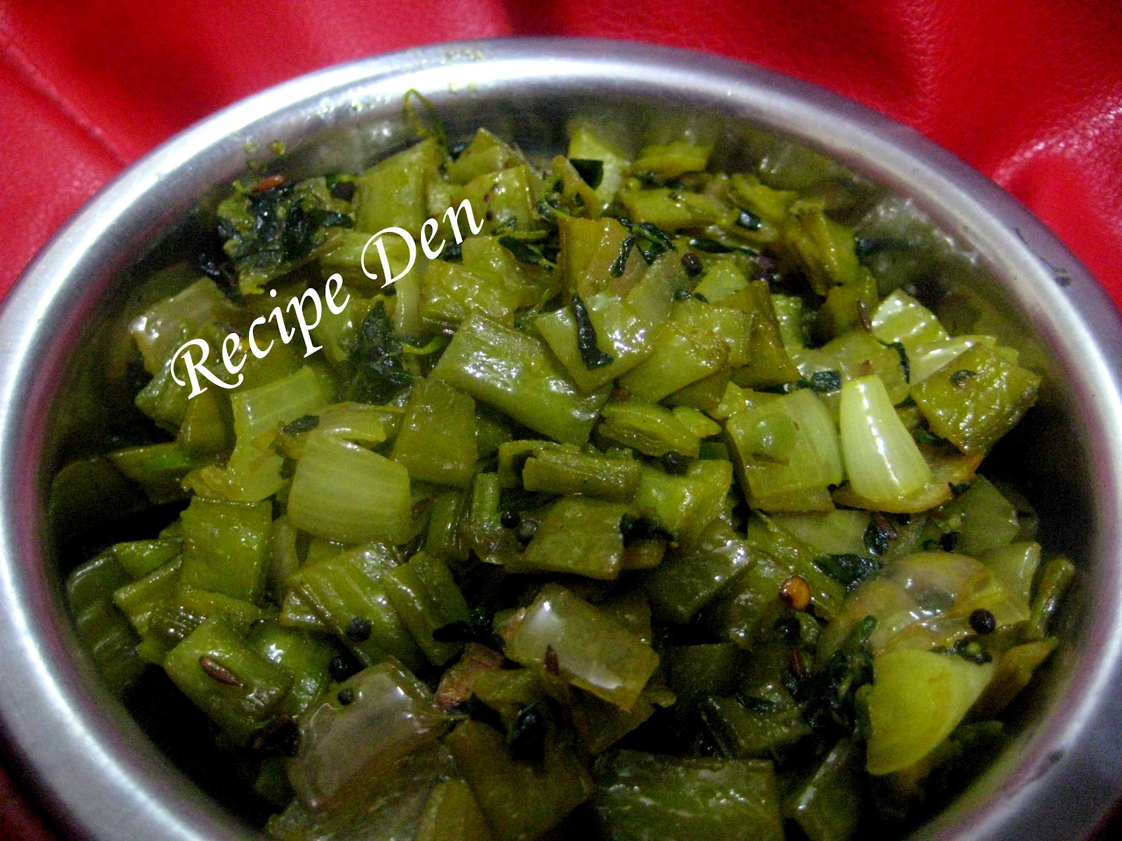 Recipe Den: Goruchikkudu Menthi Kura Fry ( Gawar and Methi Leaves Fry)