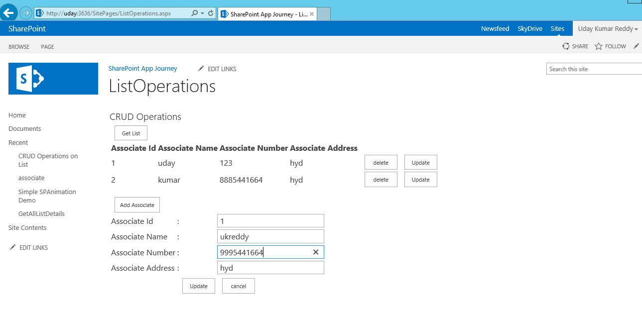 Sharepoint: How To: CRUD operation in SharePoint apps on list (host web apps) using JavaScript ...