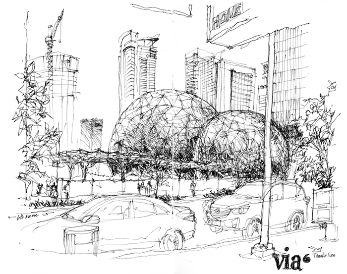Urban Sketchers Seattle: Amazon's Spheres